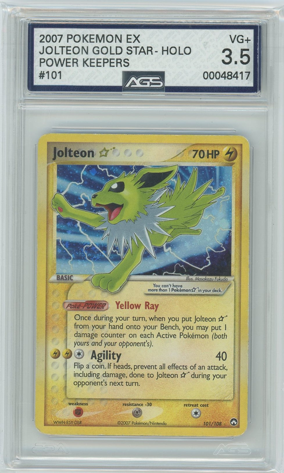 AGS (VG+ 3.5) Jolteon * #101 - EX Power Keepers (#00048417) – Pokemon Plug